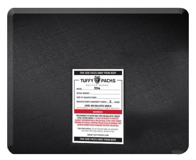 TuffyPacks 11" x 14" Level IIIA Bulletproof Rectangular Insert